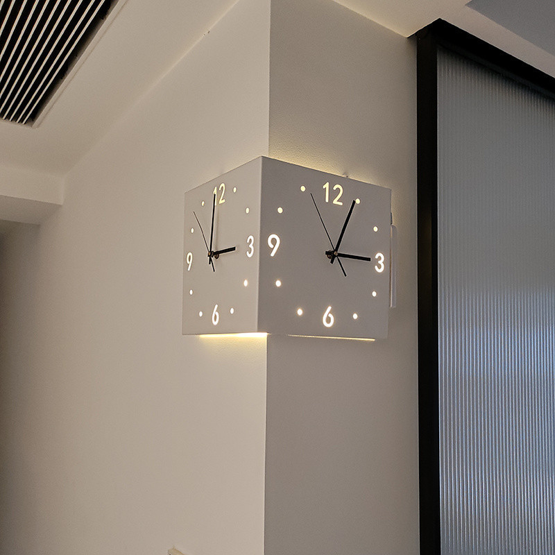 Ins Corner Double-Sided Wall Clock Living Room Creative Simple Modern ...