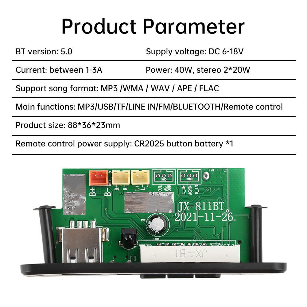 Pcbfun BT Decoder Board with Amplifier MP3 FM Decoder with Recording ...