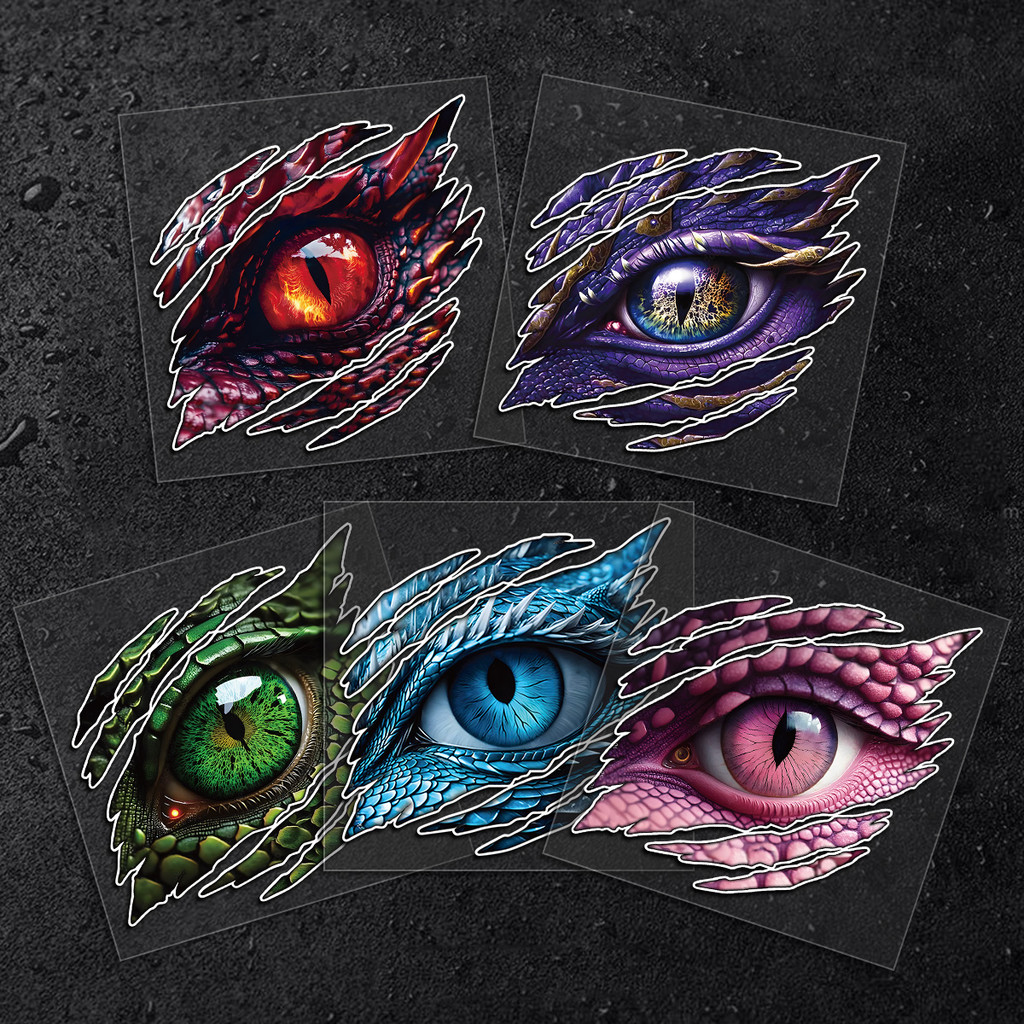 Dragon Eye Blue /Red/Green/Purple/Pink -Waterproof Sticker Left Right A ...