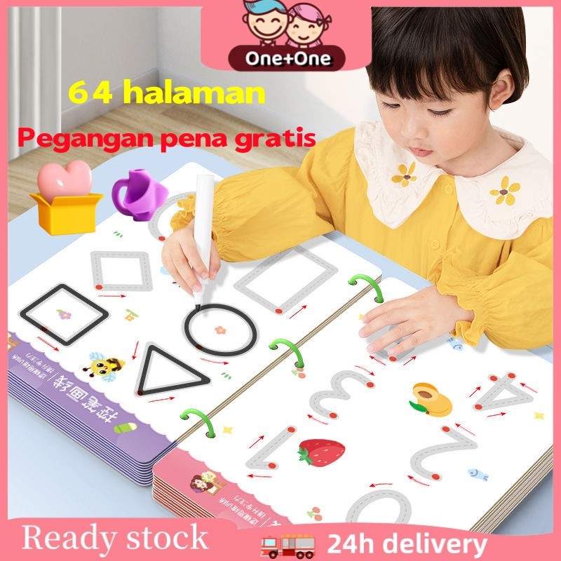 One+One 64 Pages Kids Magic Tracing Workbook With Erasable Pen Control ...