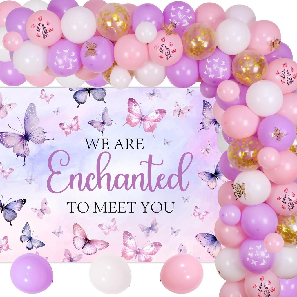 82Pcs We Are Enchanted to Meet You Baby Shower Party Decor Balloon ...