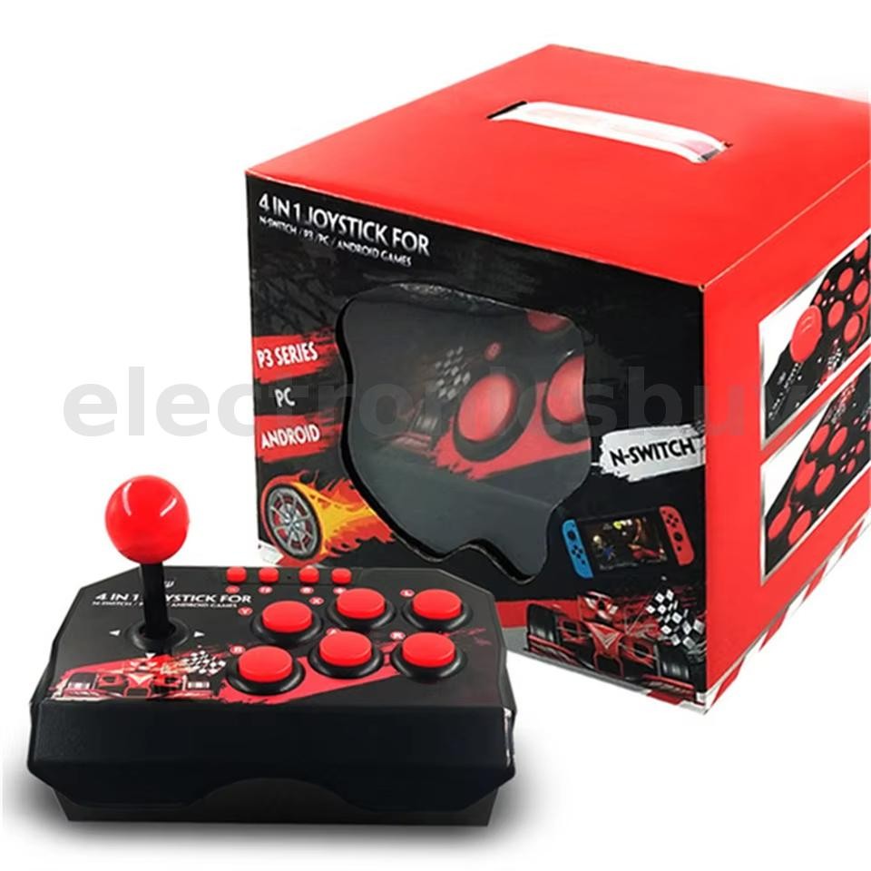 Data Frog 4 In 1 Wired Arcade Joystick Gamepad Support Turbo Mode Fighting Stick Game Controller