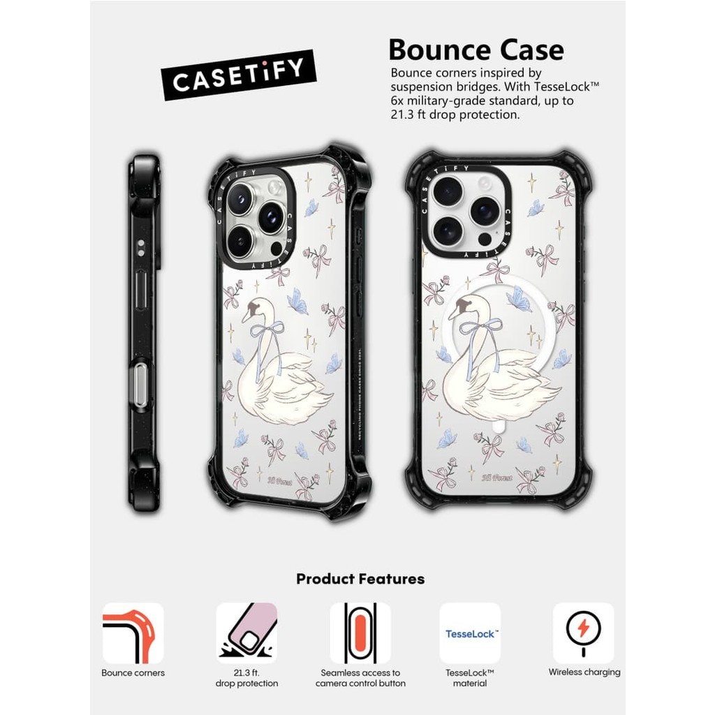 CASECASE X Swan dance Case Magnetic suction Hard Acrylic Back For Apple ...