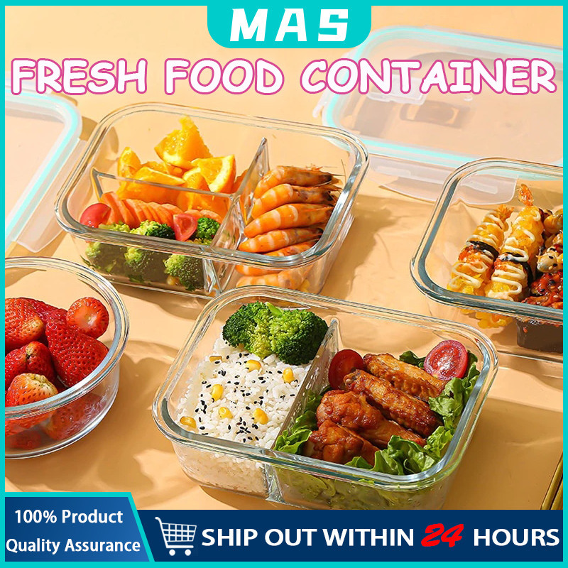 MAS Glass Food Fresh-keeping Box Lunch Box Sealed Leak-proof Microwave ...