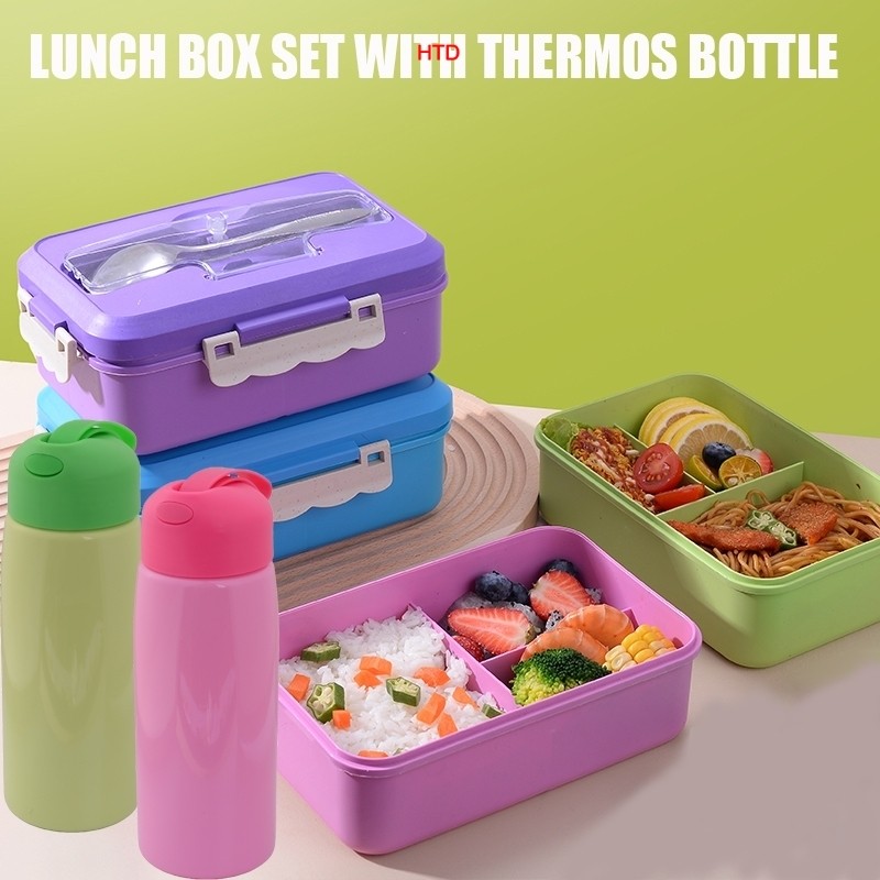 htd.ph Portable Lunch Box Set with Thermos Bottle Leakproof & Multi-Compartment Food Container ...