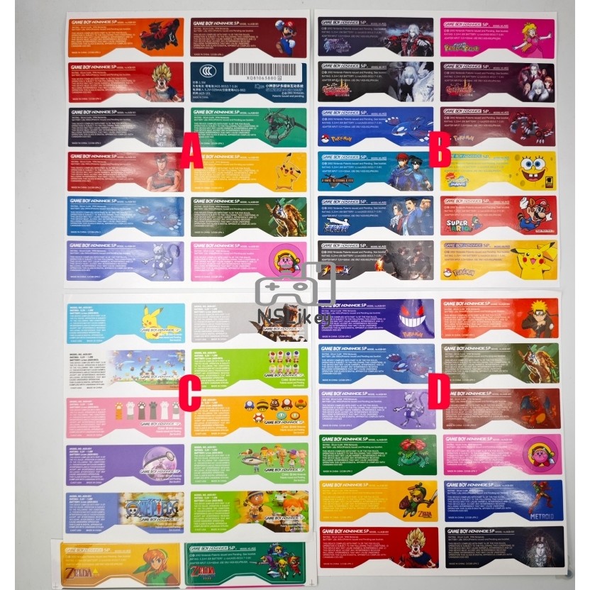 NSLikey 1set Back Tag Label Sticker Custom Design for Nintendo Gameboy ...