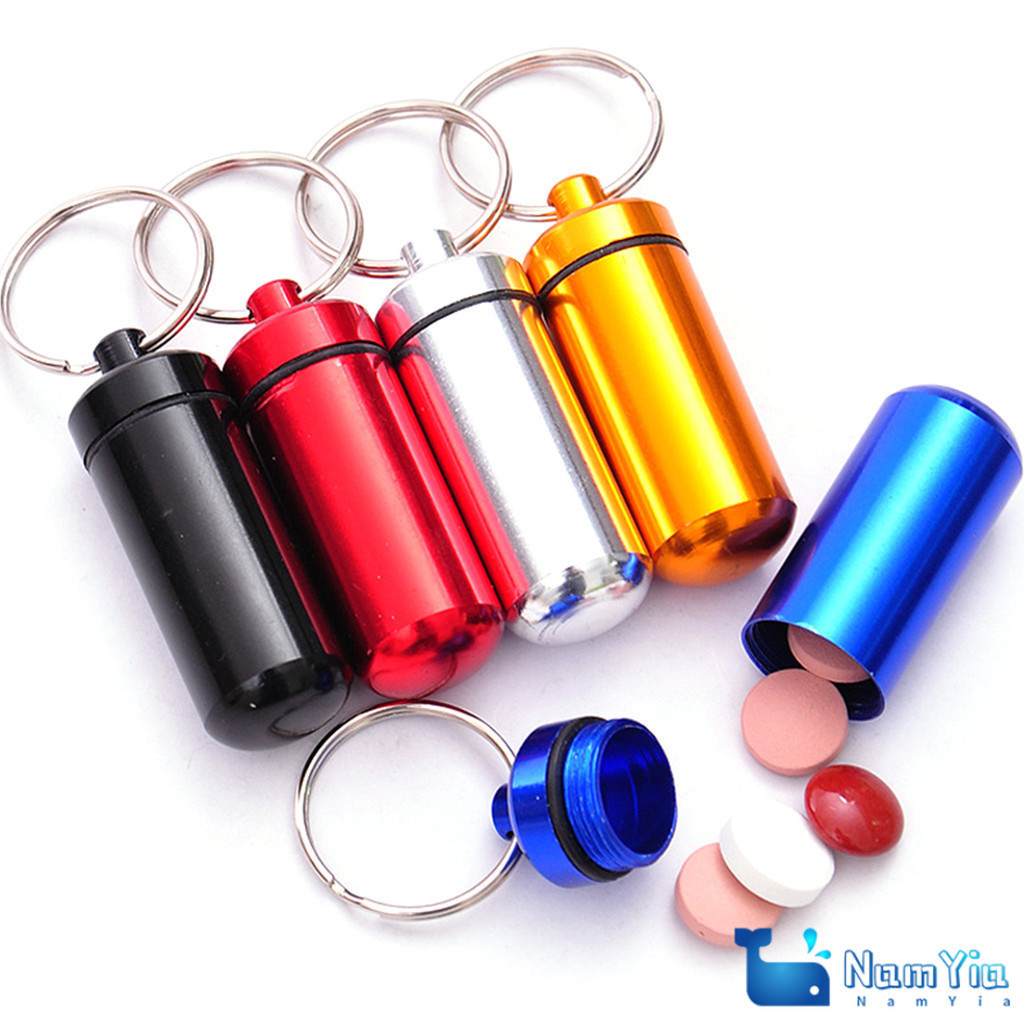 NamYia Key Chain Storage Box Aluminum Waterproof Pill Box Holder Time ...