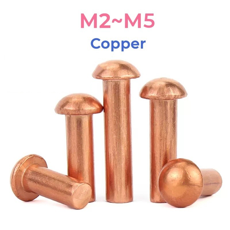 Copper Solid Half Round Head Cap Rivets M2 M2.5 M3 M4 M5 Hand Knock ...