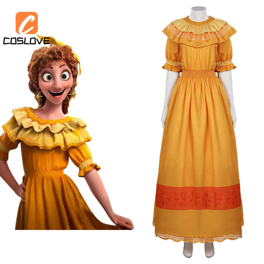 Anime Movie Encanto Pepa Cosplay Full Set Costume Yellow Color Dress ...