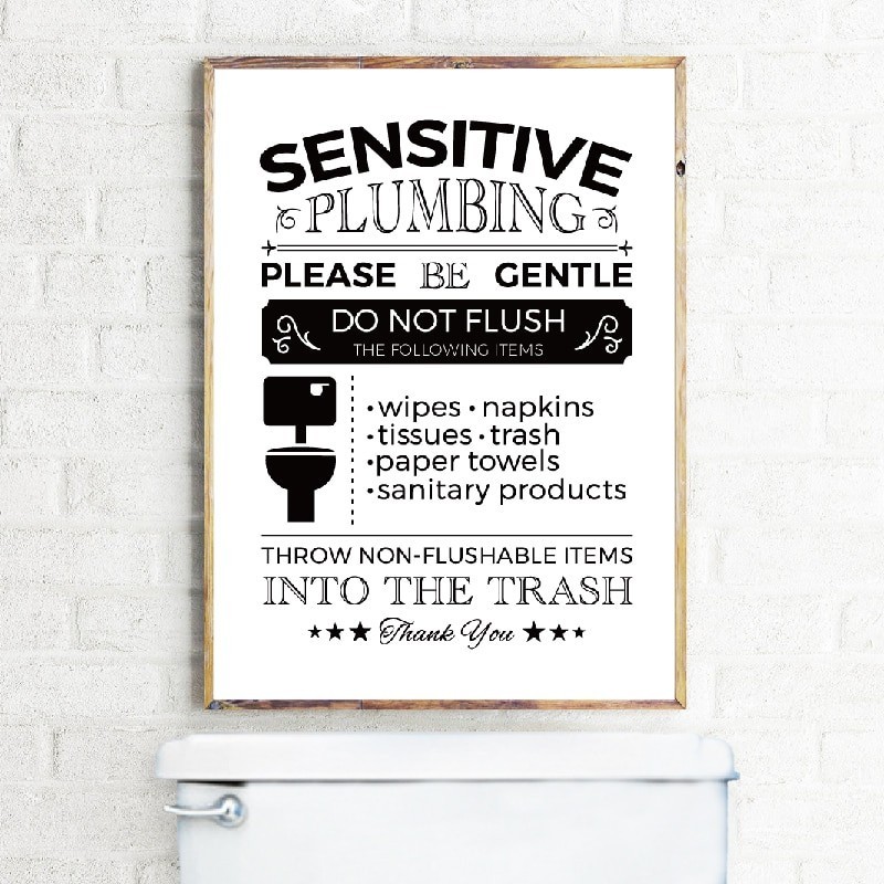 Flush Toilet Sign Print Septic System Sign for Sensitive Plumbing Do ...