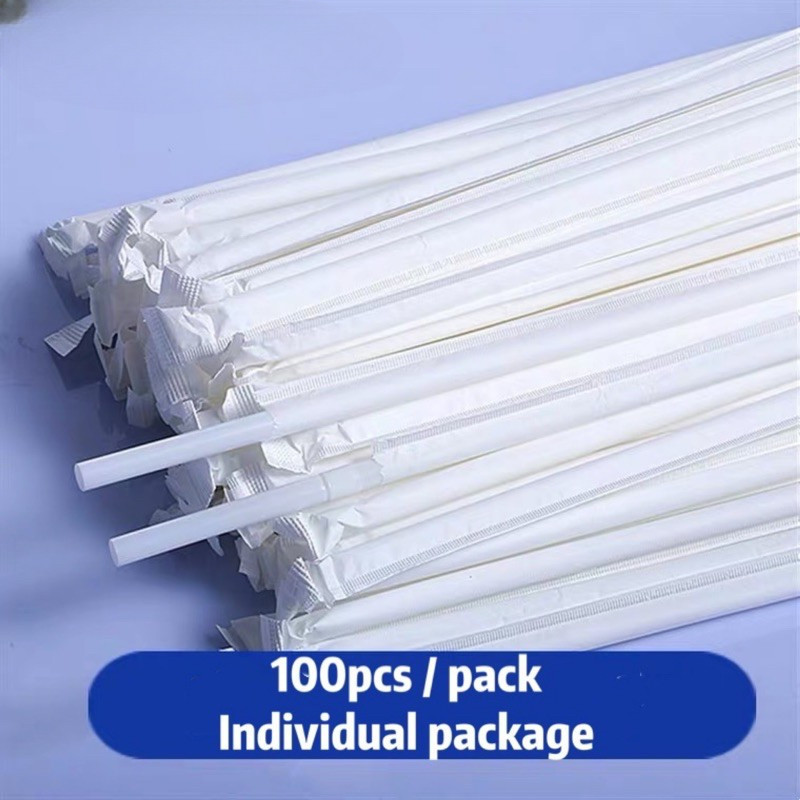 100Pcs/Bag Individually Packaged Straws Soda Straws Disposable Food ...