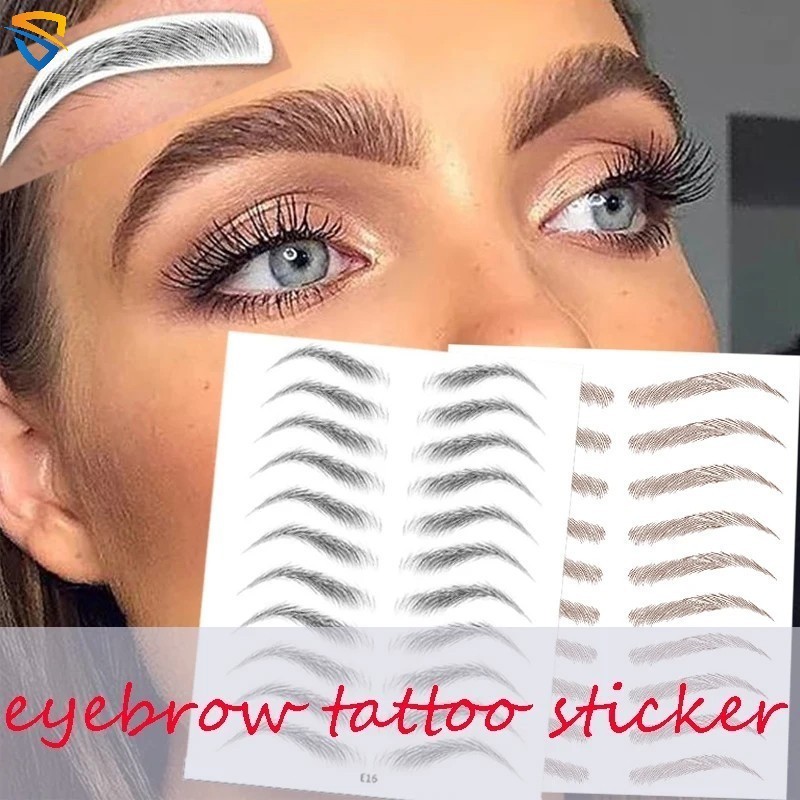 2 Sheets 6D Water-based Hair-liked Authentic Eyebrow Tattoo Sticker ...