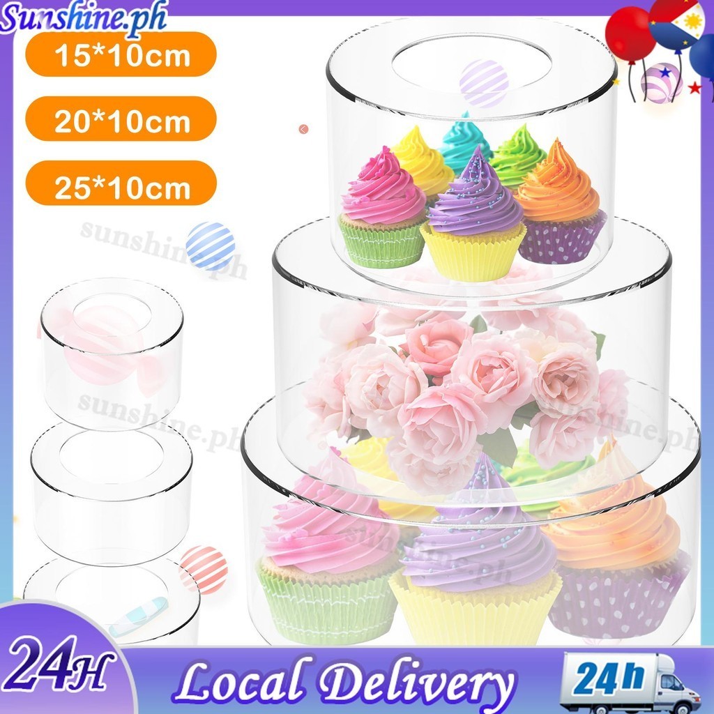 Acrylic Fillable Cake Stand Clear Cake Riser Cylinder Cupcake Stand ...