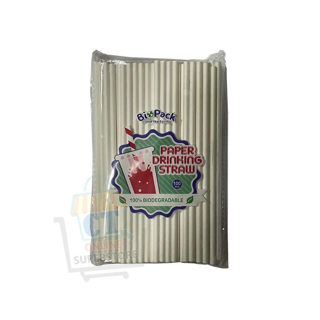 BIOPACK Paper Straw 8" 100's | Shopee Philippines