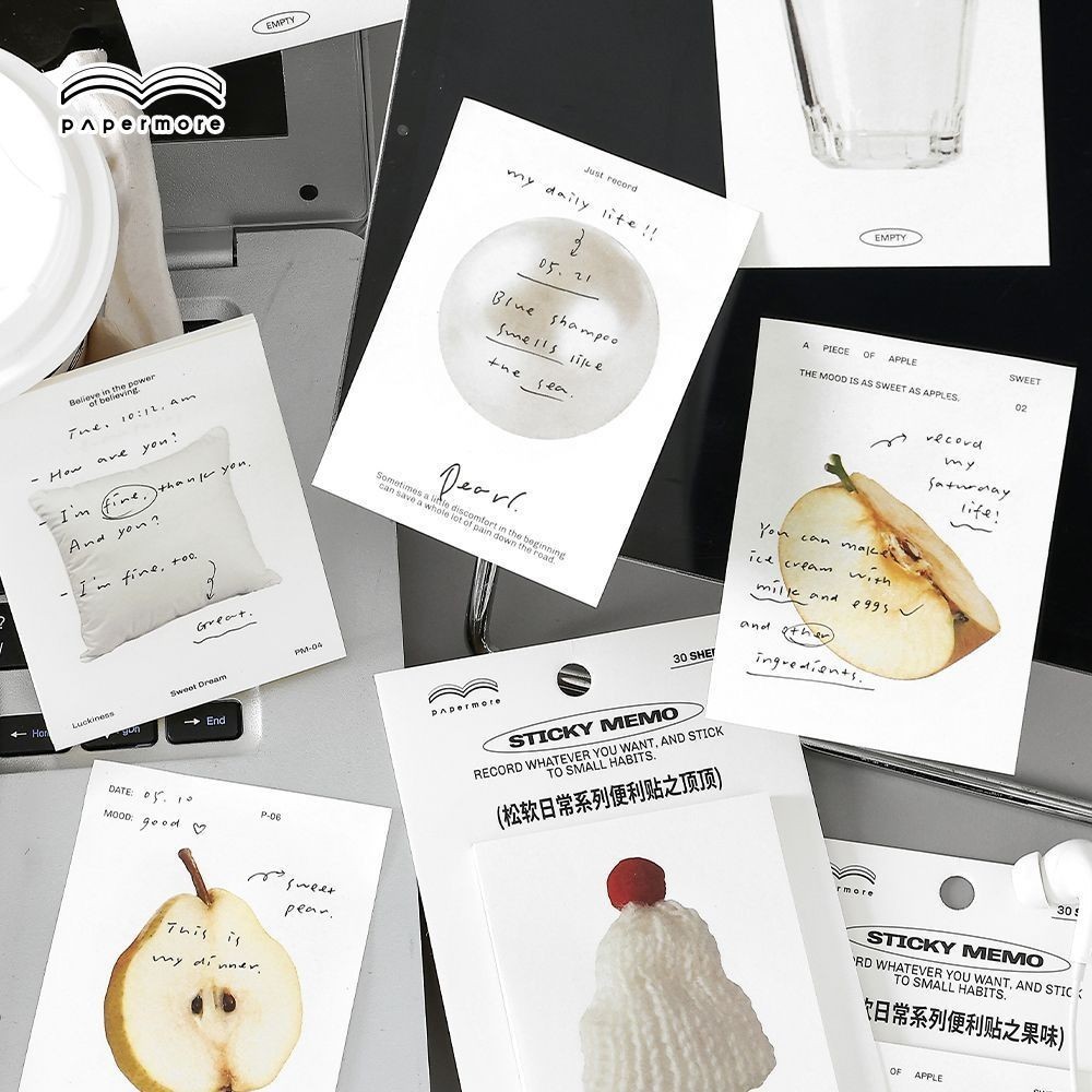 30 Pcs/pack Fruit Shaped Sticky Notes Apple Pear Sticky Note Pad Summer ...