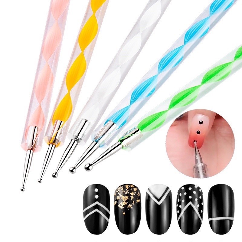 5pcs/set double-headed nail art dotting tools dotting needle sticky ...