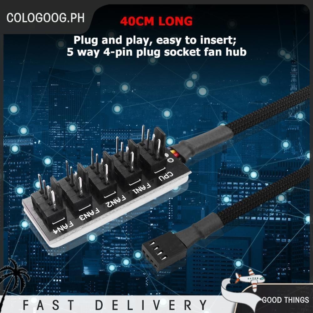 40cm 1 to 5 4-Pin PWM Fan CPU HUB Splitter PC Case Chassis Cooler Power ...