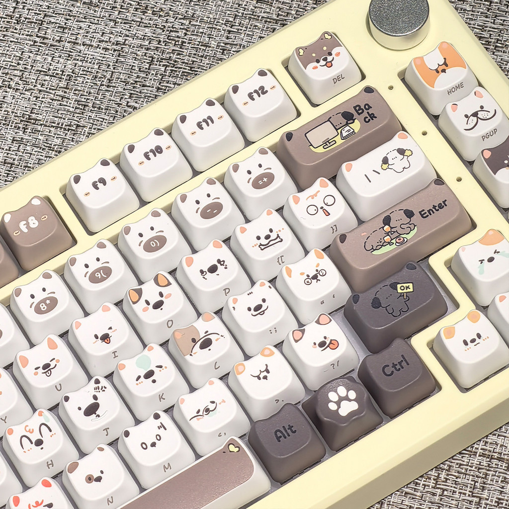 【Dog Head Design】Mocha Puppy Keycap MAO Profile Five Sides Sublimation ...