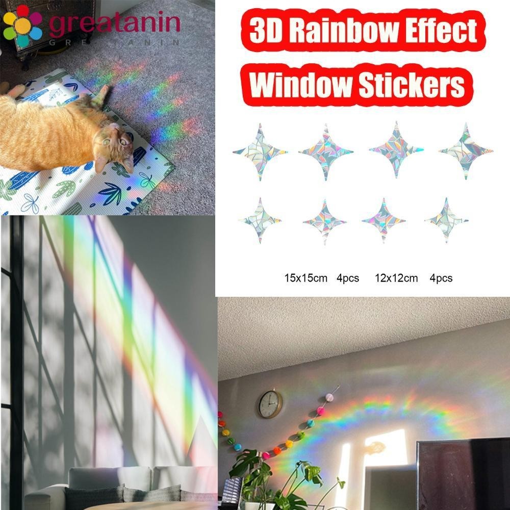 GREATANIN 1 Set Rainbow Effect Prisms Window Stickers Glue-Free Static ...
