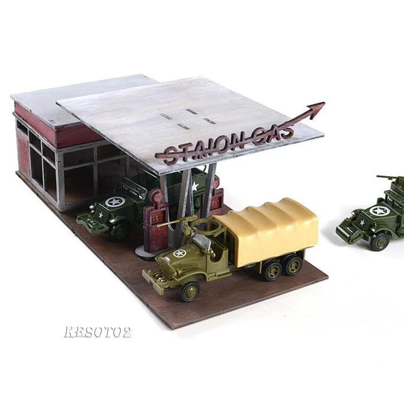[Kesoto2] 1/64 1/72 Scale Gas Station, Model Building Ornaments ...