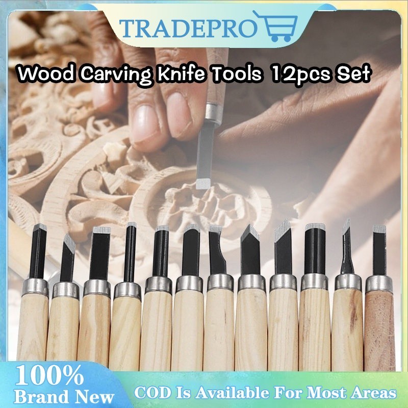 12Pcs Wood Carving Knife Tools Set Whittling Knife Hand Wood Carve ...