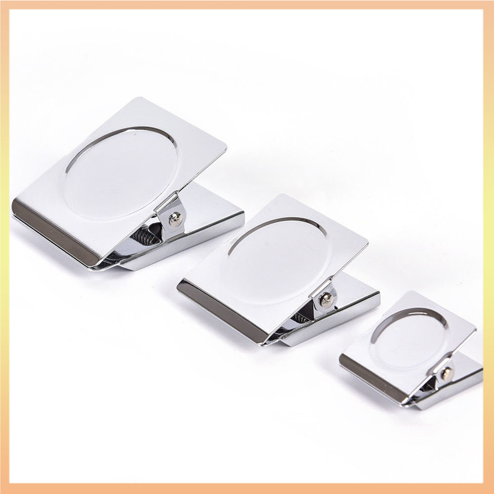Refrigerator Spring Loaded Magnetic Wall Clip Memo Note Holder Silver ...