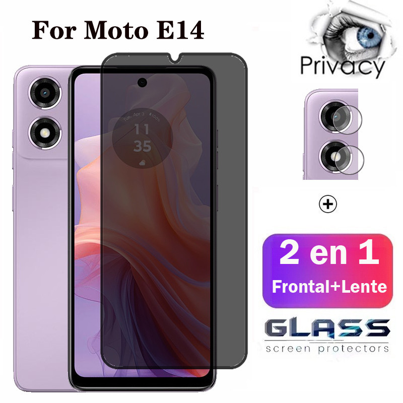 2 in 1 Moto E14 Anti-peeping Screen Protector Full Cover Tempered Glass ...