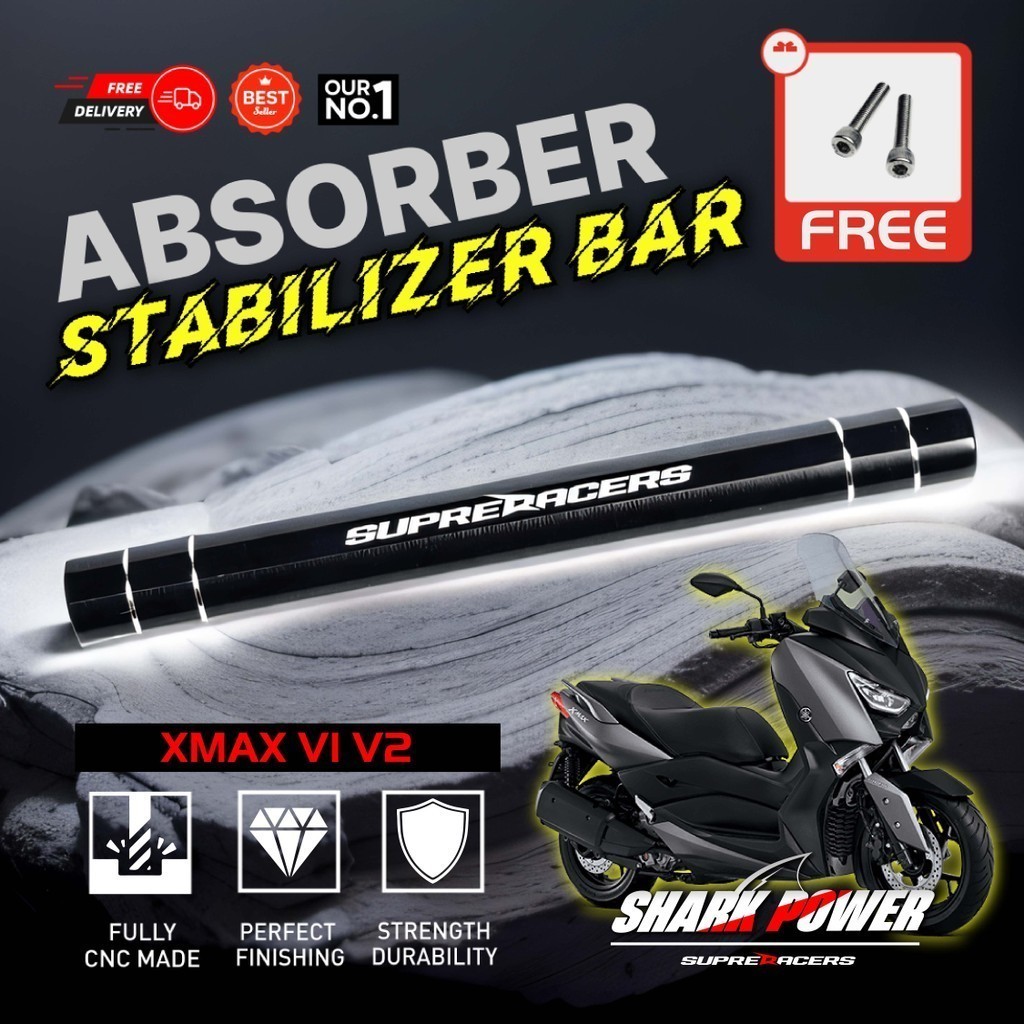 XMAX New CNC Rear Absorber Stabilizer / Strut / Chasis Bar NVX V1 V2 ...