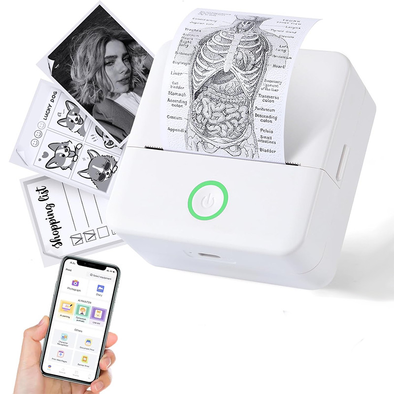 Mini Portable Printer Smart Inkless Printer USB Chargeable Label Photo ...