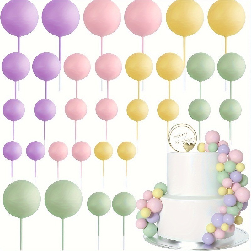 20Pcs Ball Cake Topper Decorations Mini Balloons Cake Topper Sticks ...