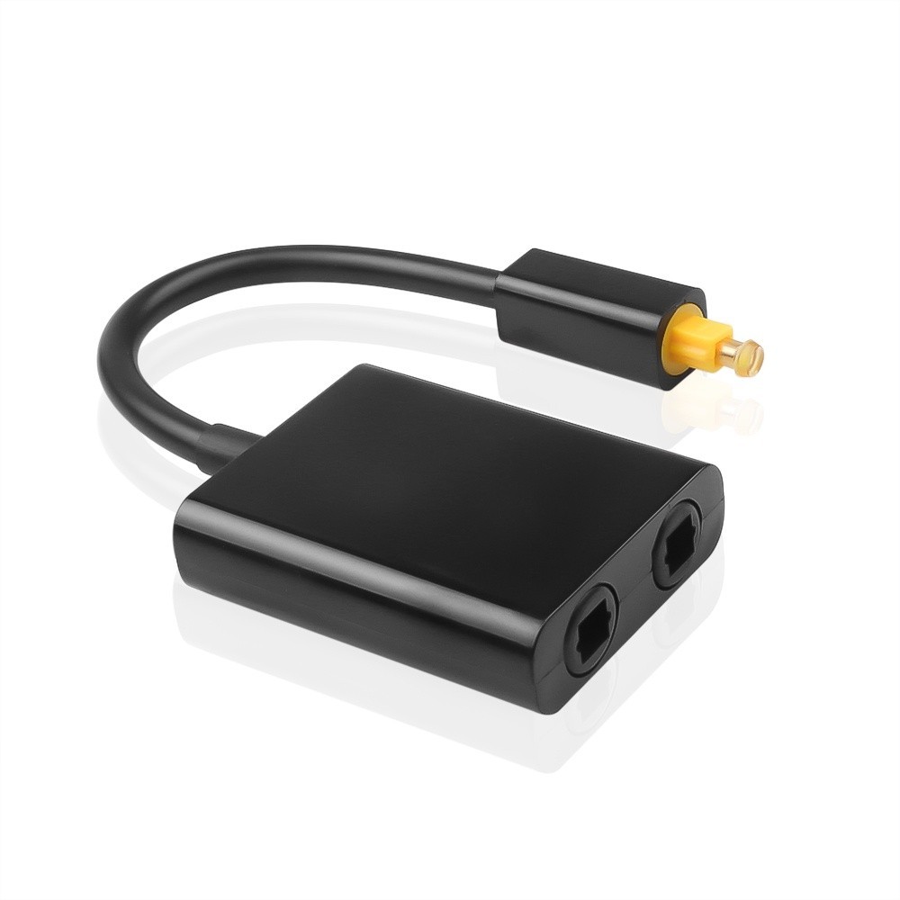 RQ`Digital SPDIF Optical Audio Splitter Adapter 2 Way Toslink Splitter ...