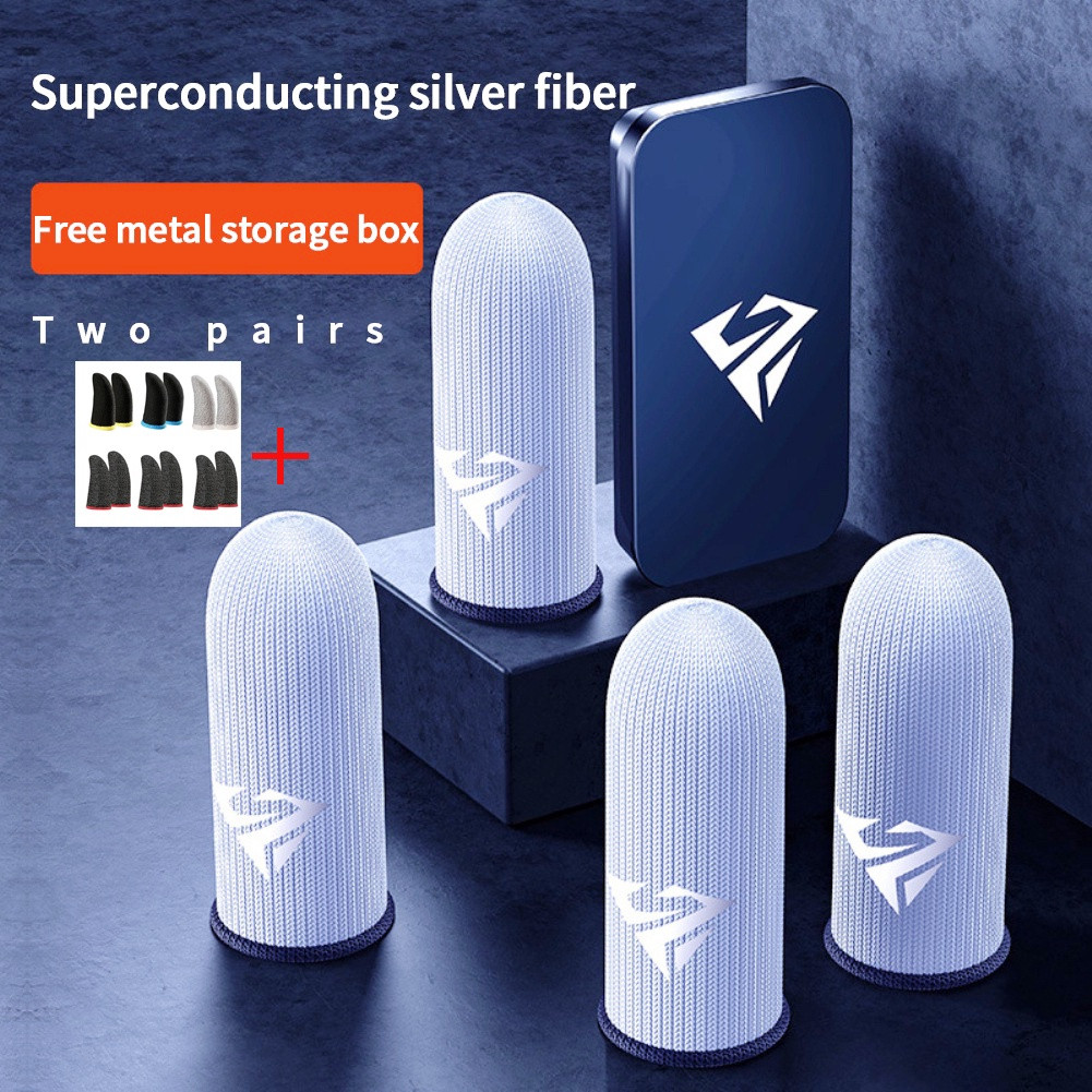 4pcs Gaming Finger Sleeve,with Metal Box,Game Controller Sweatproof ...