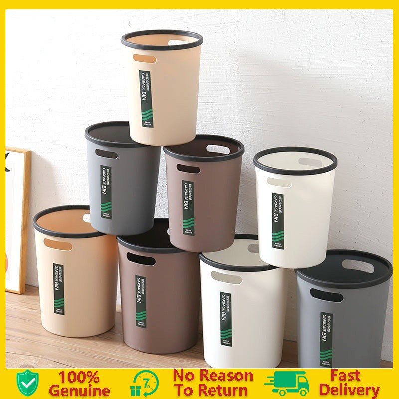 Circular Garbage Bin with Lid Large Trash Bin Kitchen Bathroom Plastic ...