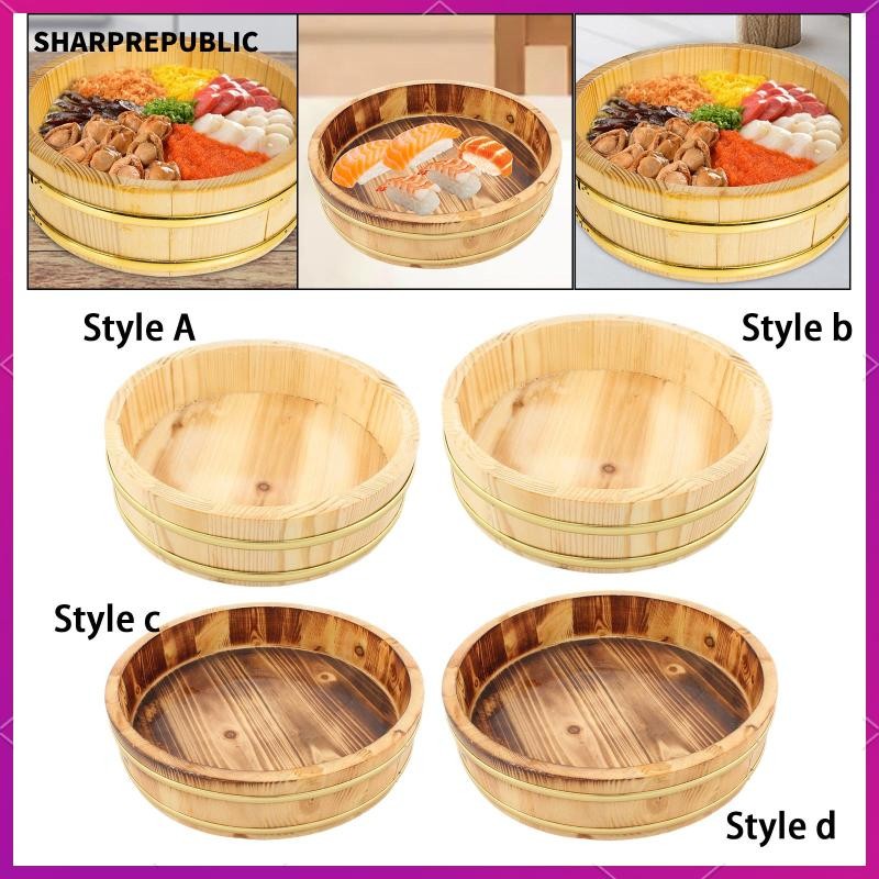 [Sharprepublic] Sushi Bucket Wood Table Centerpiece Cooling Bowl ...