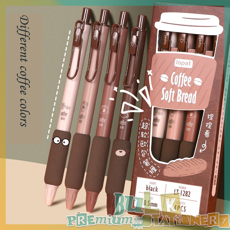 BK Cute Gel Pen 0.5mm Kawaii Coffee Soft Bread Black Color Ink ...