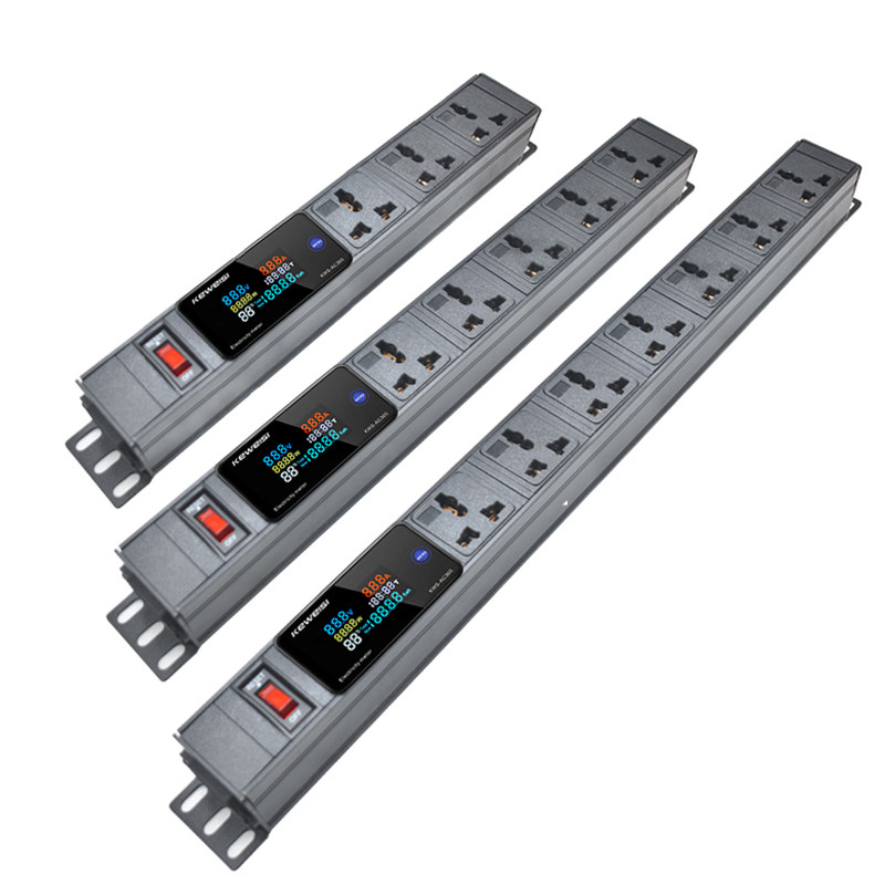 C14 input PDU power strip, 2-13Ways universal hole socket distribution unit,with switch, digital ...