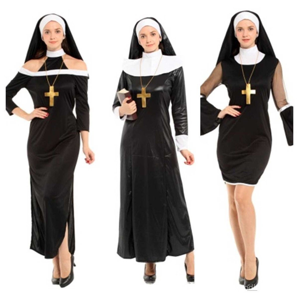 Halloween Adult Nun Costume Cos Masquerade Female Priest Costume ...