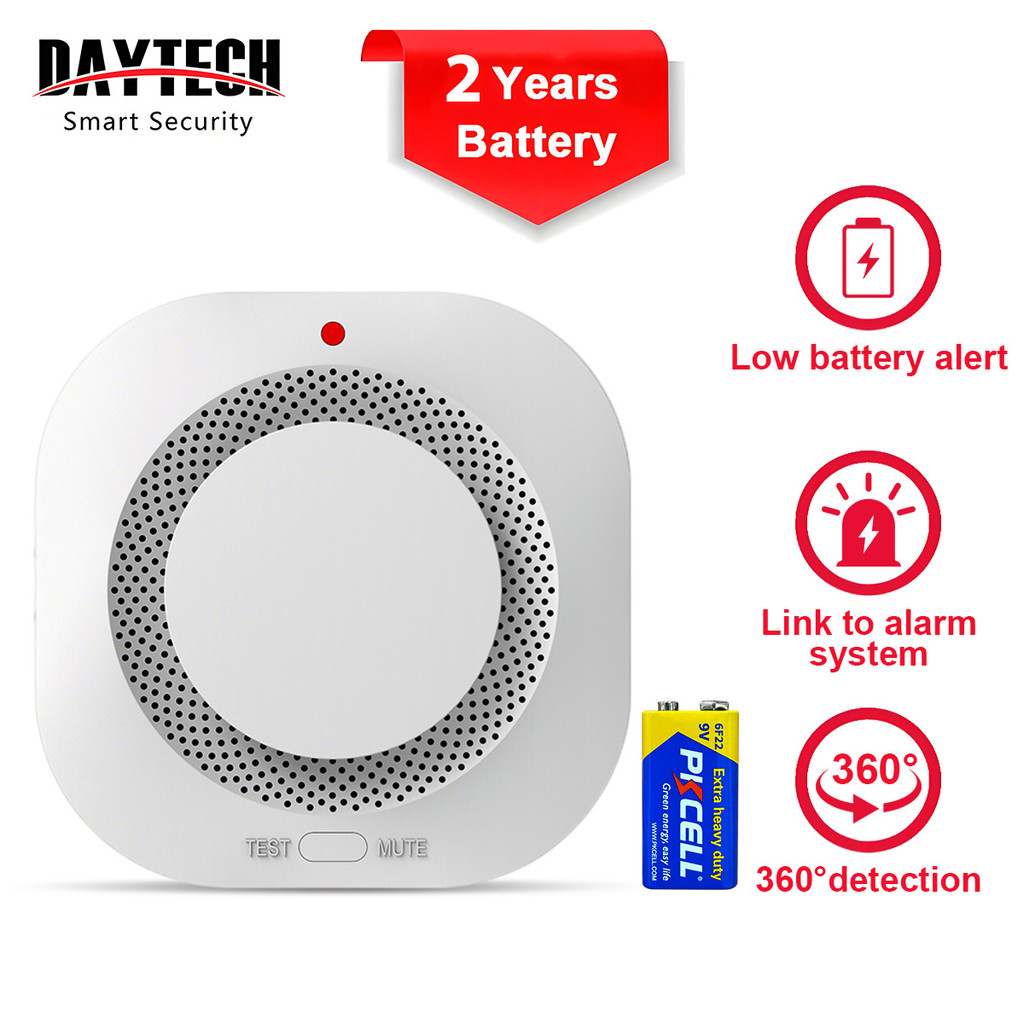 DAYTECH Wireless Smoke Detector Photoelectric Sensitive Sensor Smoke Sensor Fire Detector Fire ...
