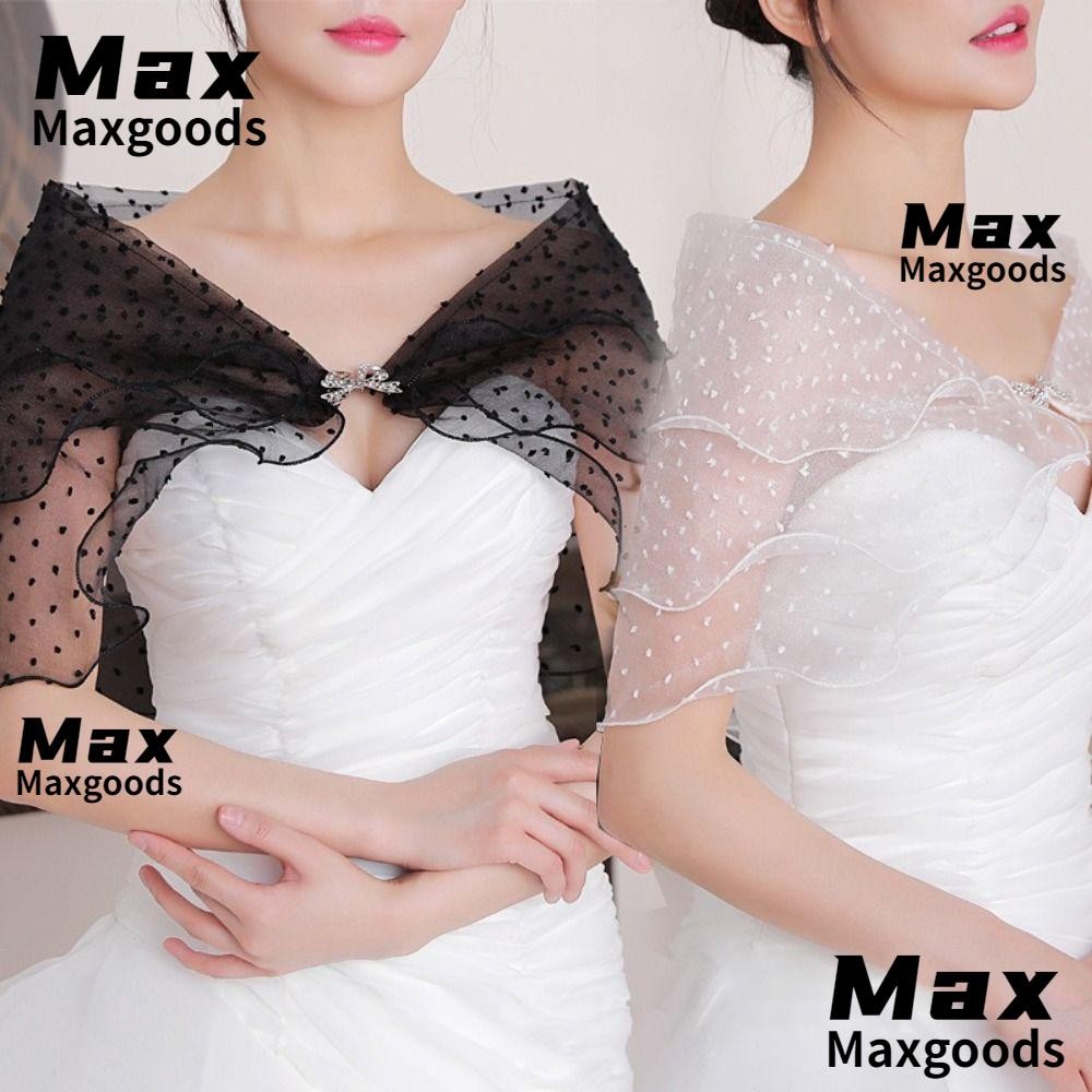MAXG Bride Shawl, Tulle Bow Buckle Wedding Bridal Shawl, Cosplay Black ...