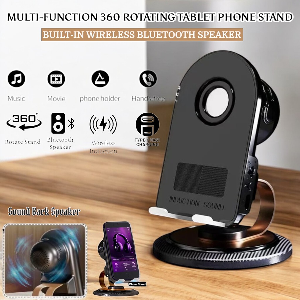 Multifunctional 360 Rotating Phone Holder Stand and Built-in Wireless ...