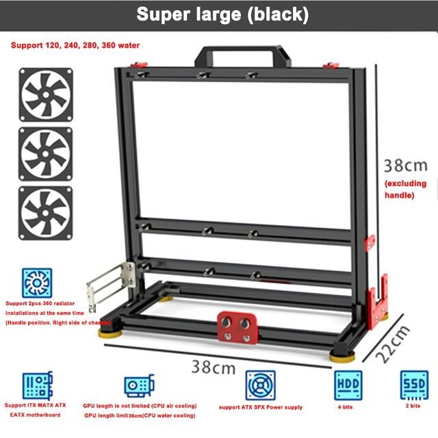 MOD Desktop PC Cabinet ITX MATX ATX EATX PC Case Open Frame,Water Cooling Computer Gaming Gamer ...