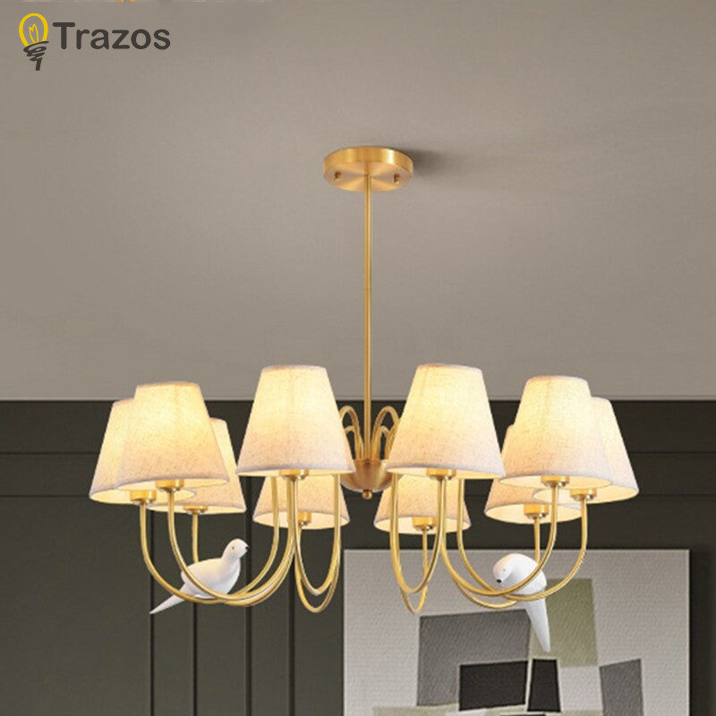 Modern Real Copper Ceiling Lights Led Chandeliers Ceiling Lamp Living ...