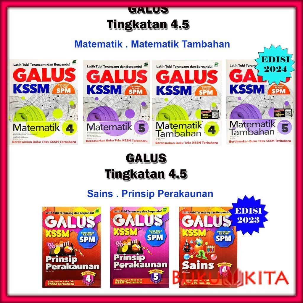 Training Book: GALUS KSSM Mathematics Form 4 / 5 2024 & GALUS KSSM Science / P. Accounting Form ...