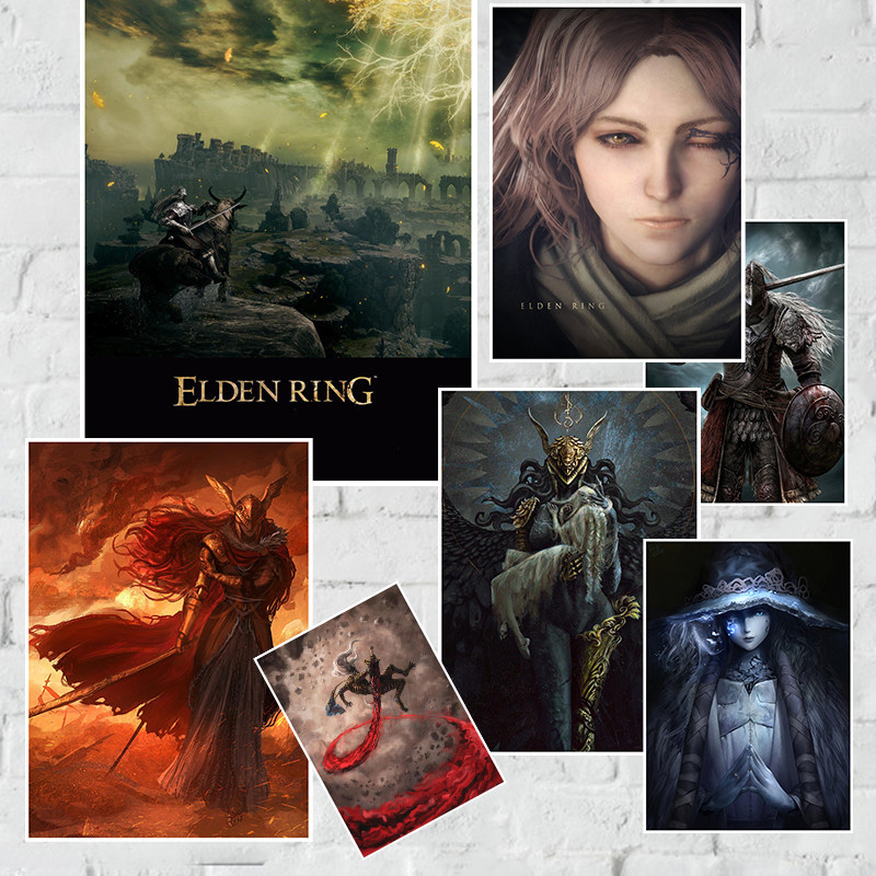 Elden Ring game character anime retro kraft paper decorative painting ...