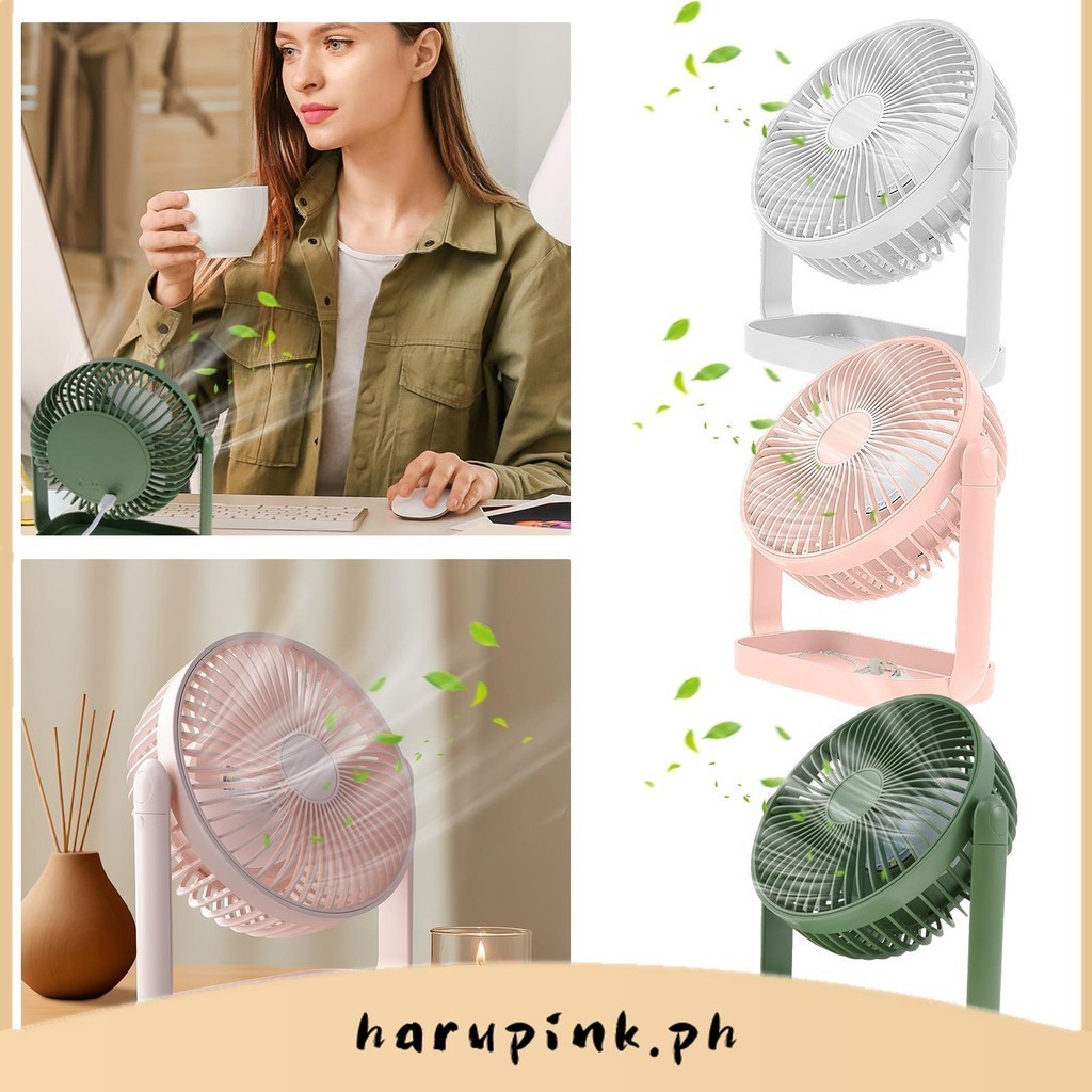 Air Circulator Fan with LED Light 360° Rotation USB Desktop Fan 4 Speed ...