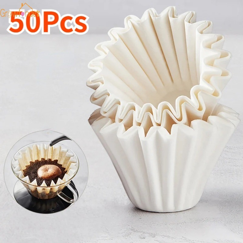 50Pcs/Set Home Disposable White Hand Brewed Drip Coffee Filters Paper ...