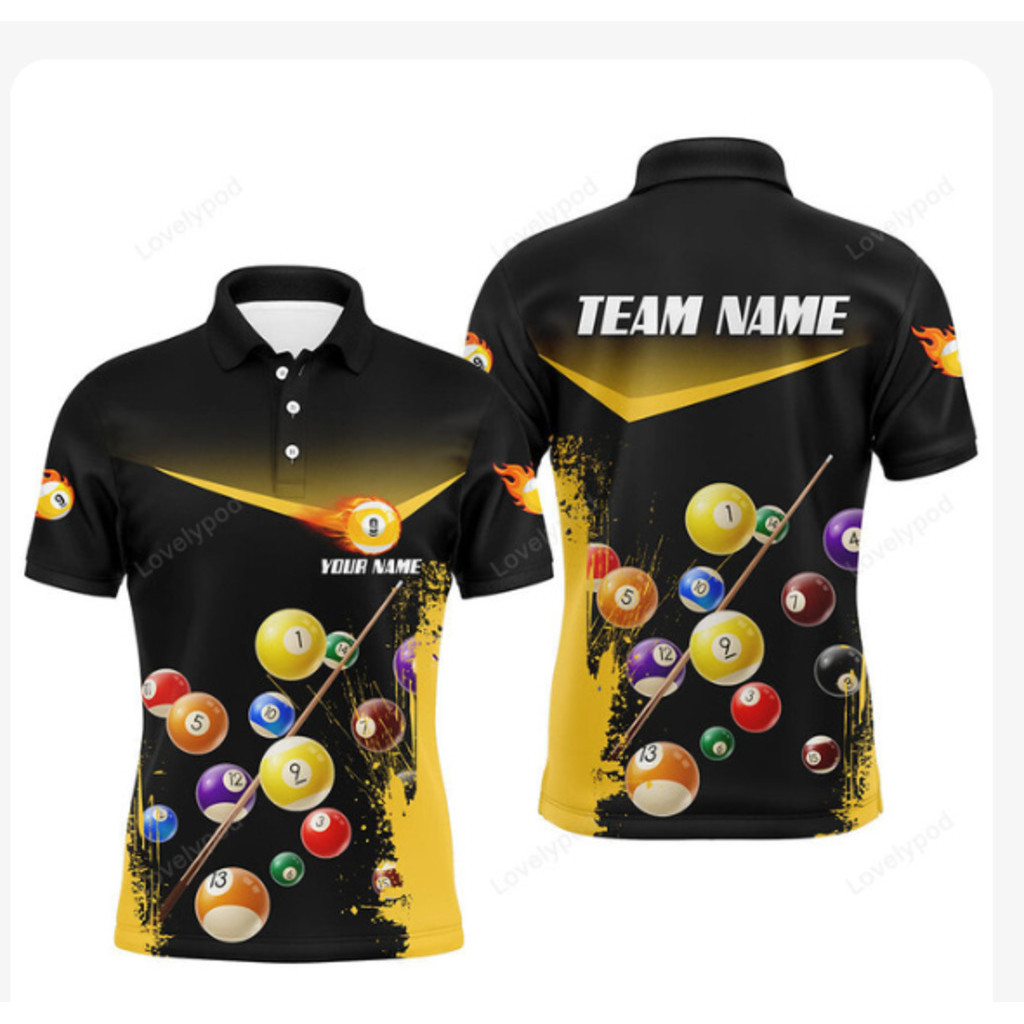KIG0 Custom Billiard Dry Fit Polo Shirts for Men, Pool shirt, Ball ...