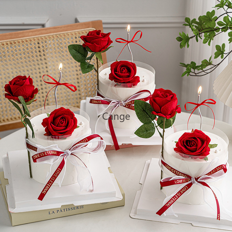 520 Valentine's Day Rose Cake Decoration Plugin Fish Tail Ribbon Bow ...