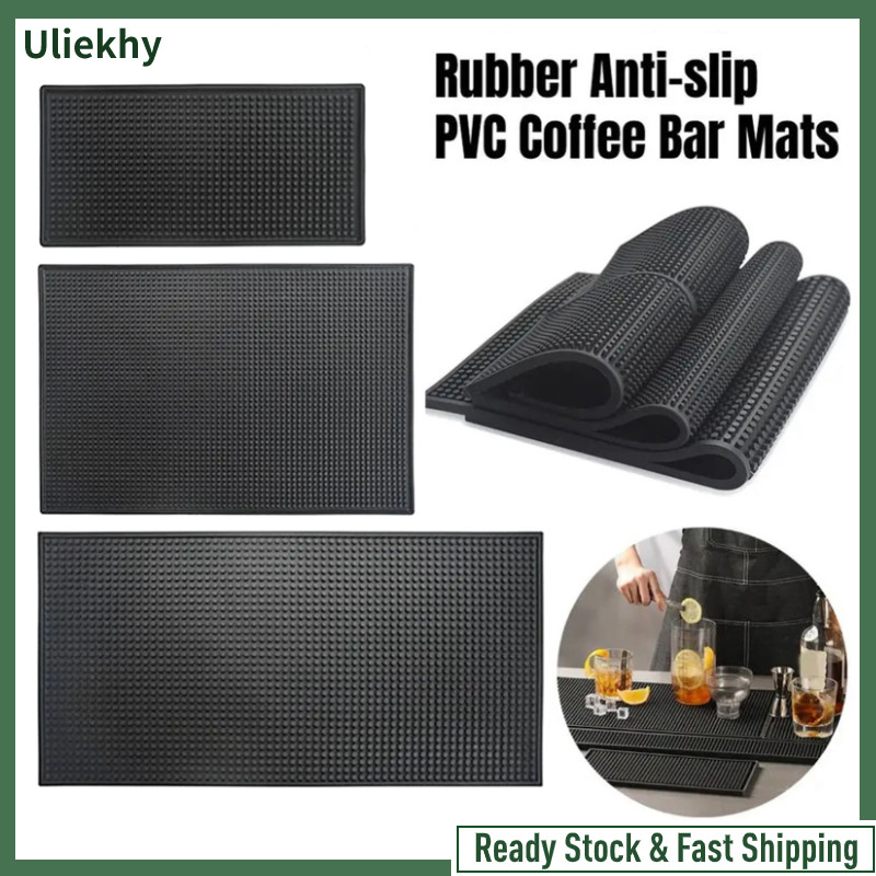 Uliekhy Black Bar Mat Rubber Bar Mat Service Spill Mat Glass Drip Tray ...