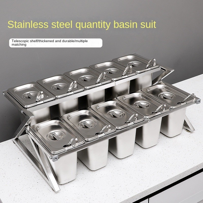 Stainless Steel Seasoning Can Set Commercial Serving Bowl Extensible ...